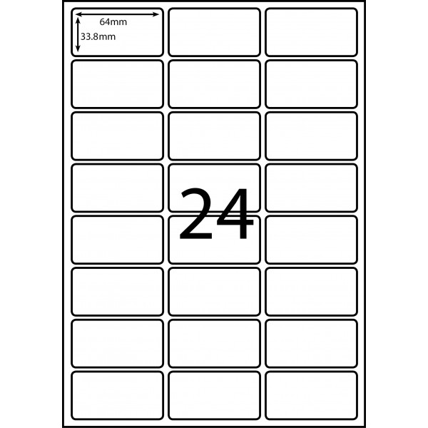 Labels On Sheets 24 Labels Per Sheet 64mm X 33 8mm